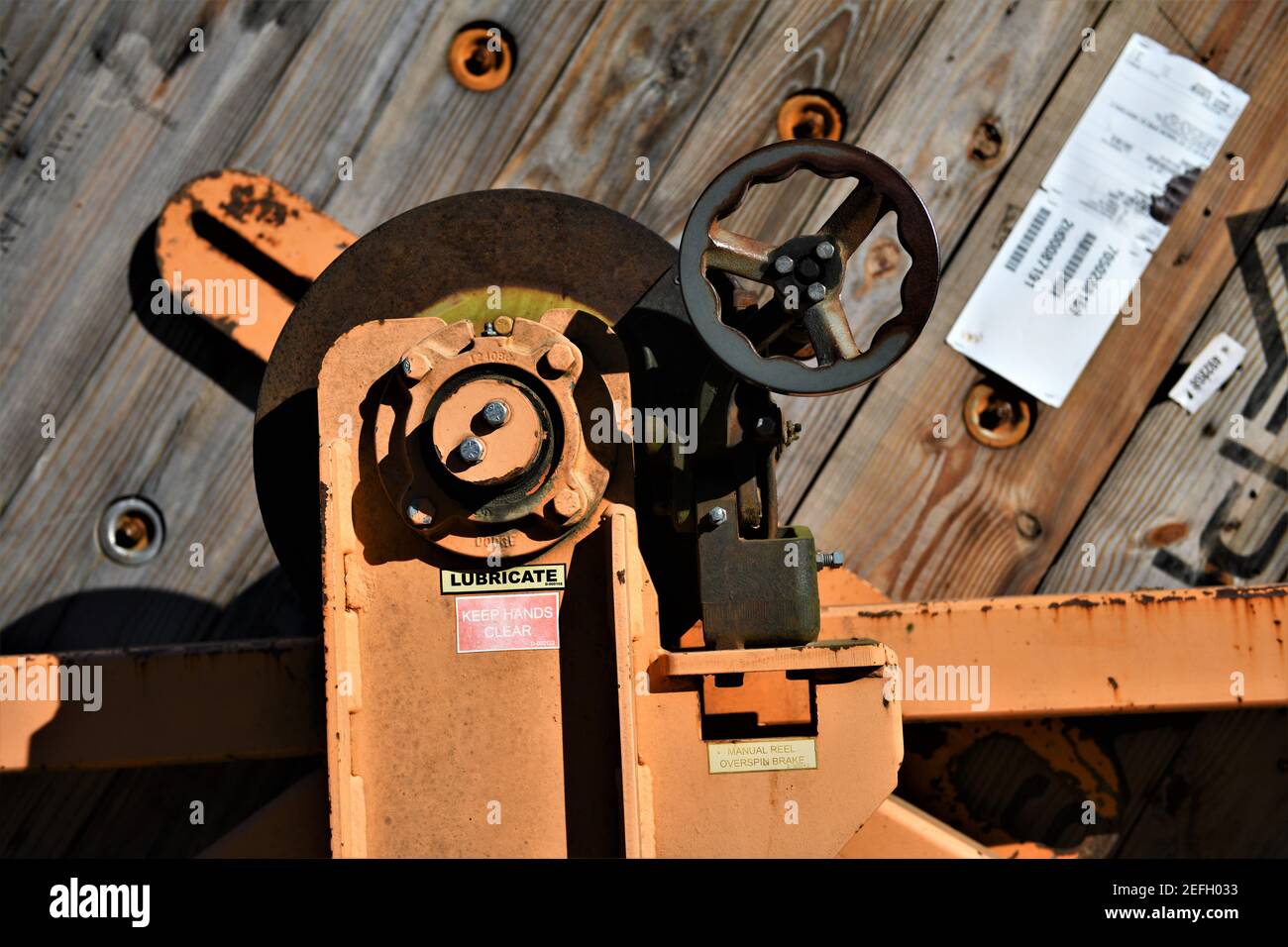 Construction trailers carrying spools of plastic tubing Stock Photo - Alamy