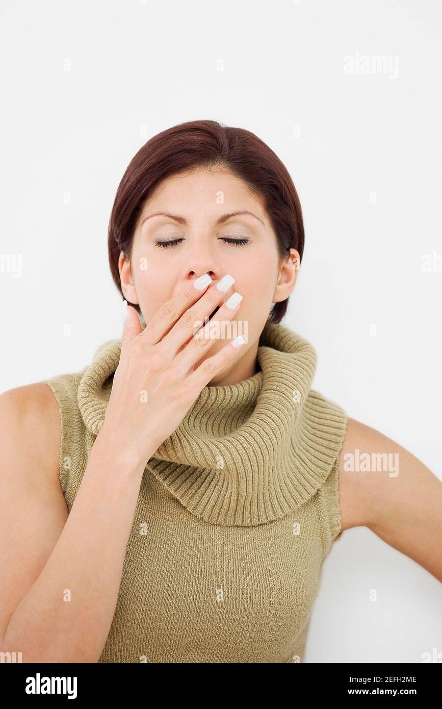 Woman yawn close up hi-res stock photography and images - Alamy