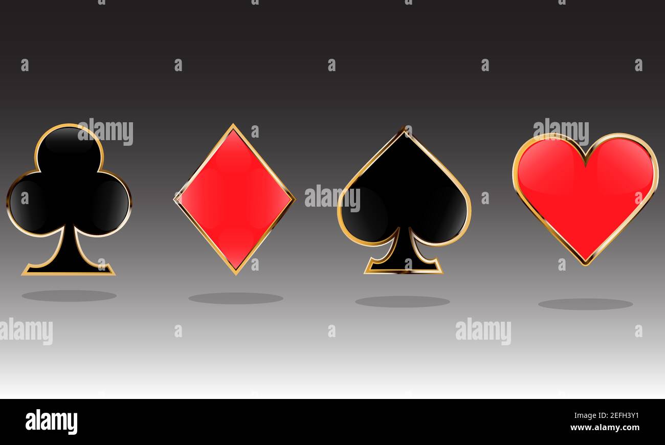 Set of game cards with golden outline for playing poker and casino ...