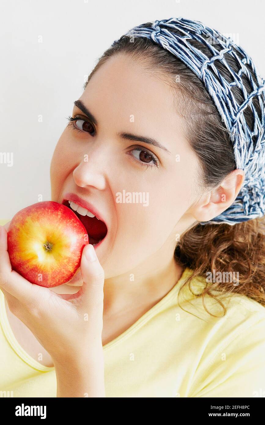 Apple eating close up mouth hi-res stock photography and images - Alamy