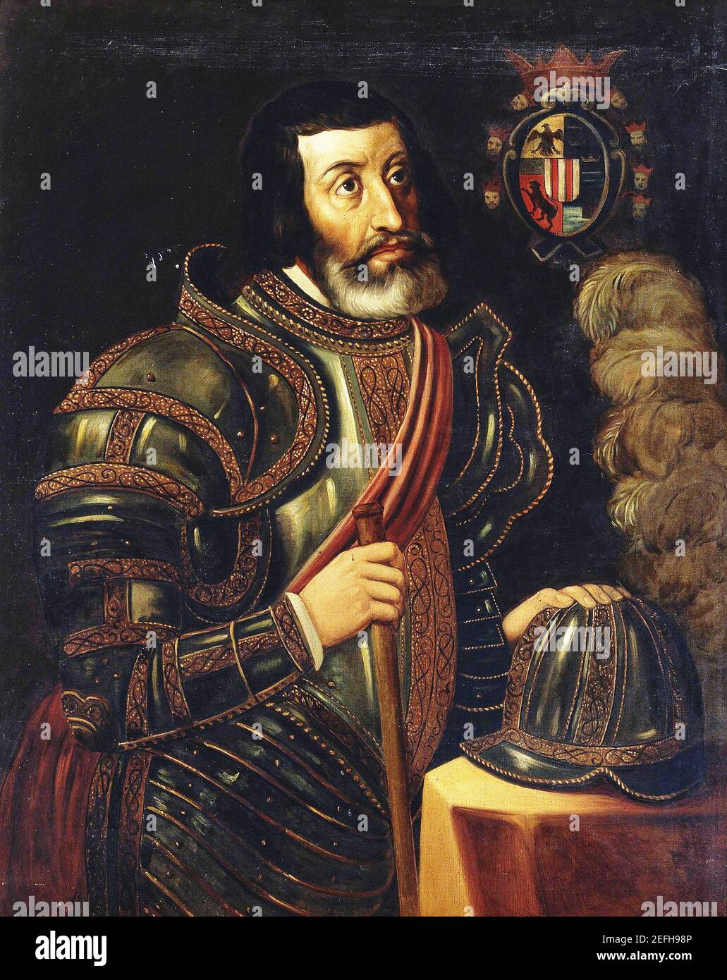 Oil on canvas painting of Spanish conqueror Hernan Cortes by Jose ...