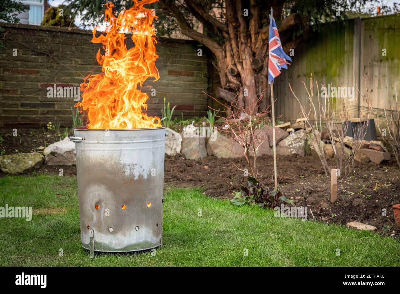 Big incinerator fire at the garden Stock Photo - Alamy