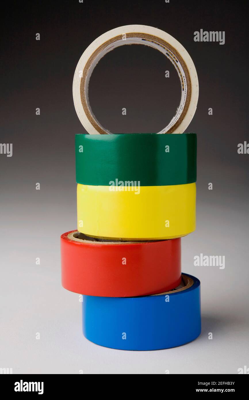 Close up of a stack of adhesive tape Stock Photo - Alamy