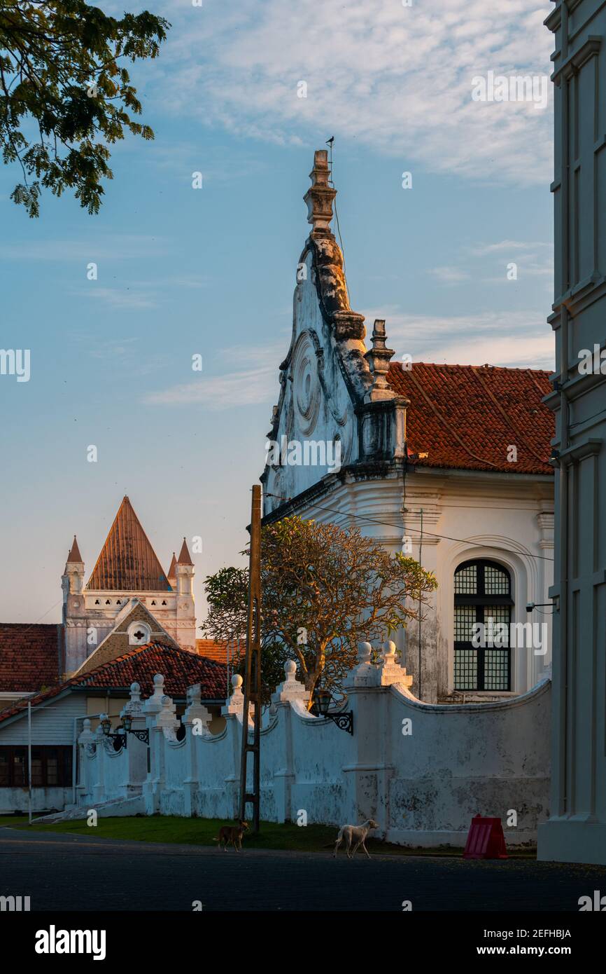 All Saint's church in Galle Dutch Fort side view in the evening light ...