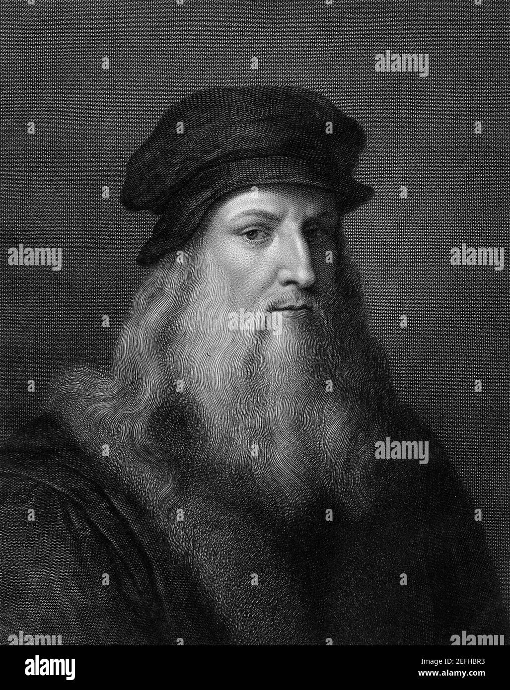 Leonardo da Vinci. Line engraving by R. Morghen after Leonardo ...