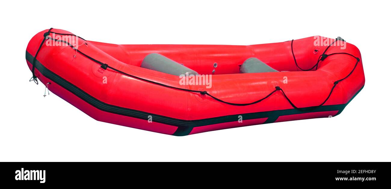 Inflatable red rubber boat isolated with clipping path included Stock ...