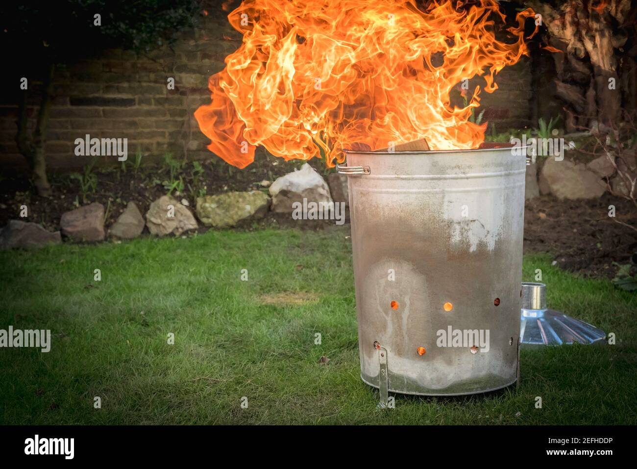 Big incinerator fire at the garden Stock Photo - Alamy