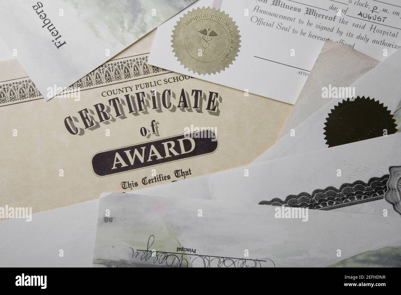 Honour certificate hi-res stock photography and images - Alamy