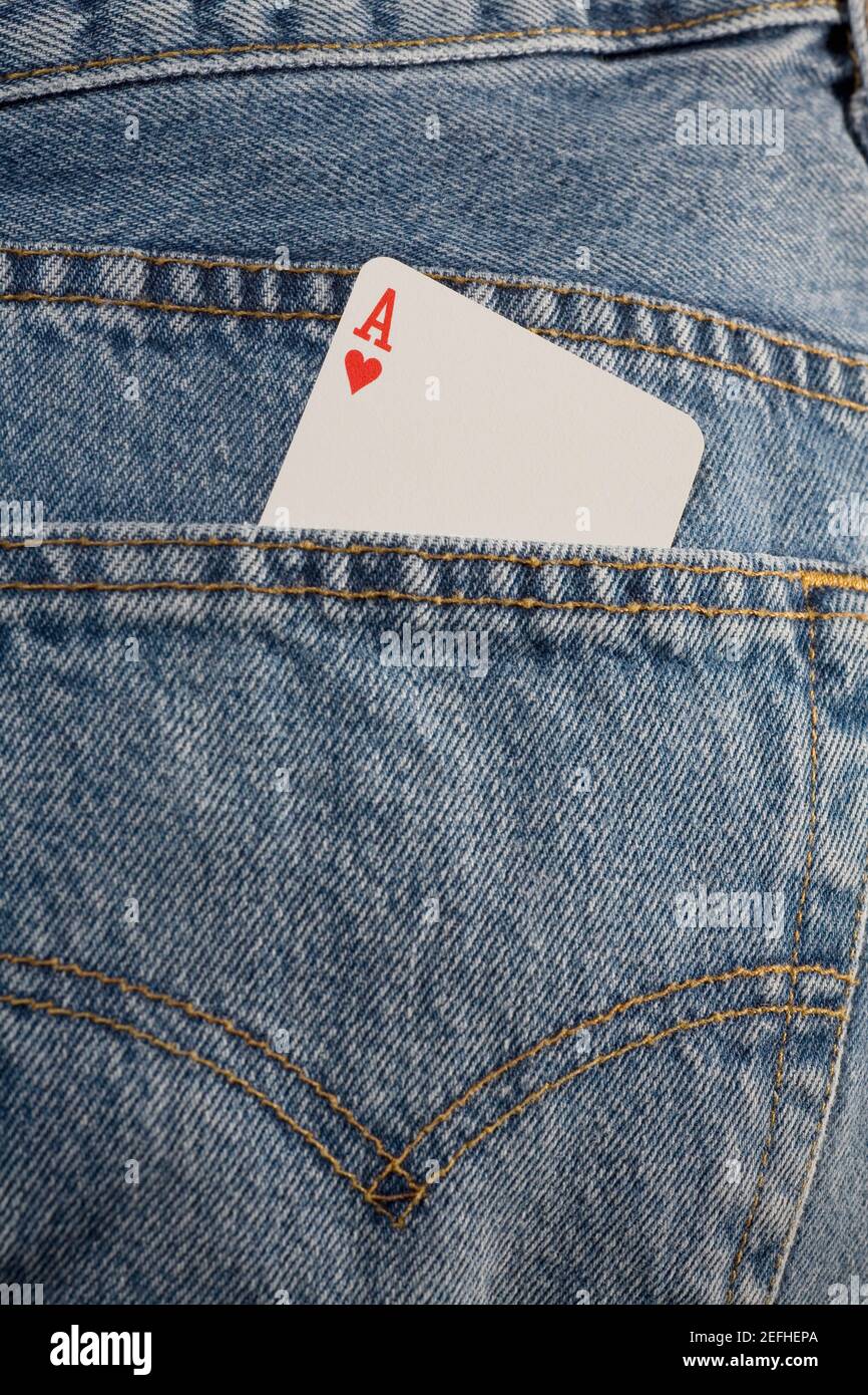 Close up of an ace playing card in the pocket of a pair of jeans Stock ...