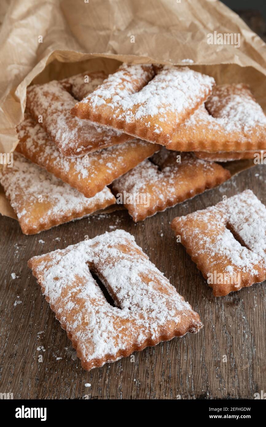 Homemade sweet typical french merveilles Stock Photo - Alamy