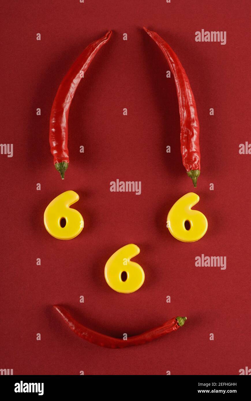 Close up of red chili peppers and numbers making a human face Stock ...