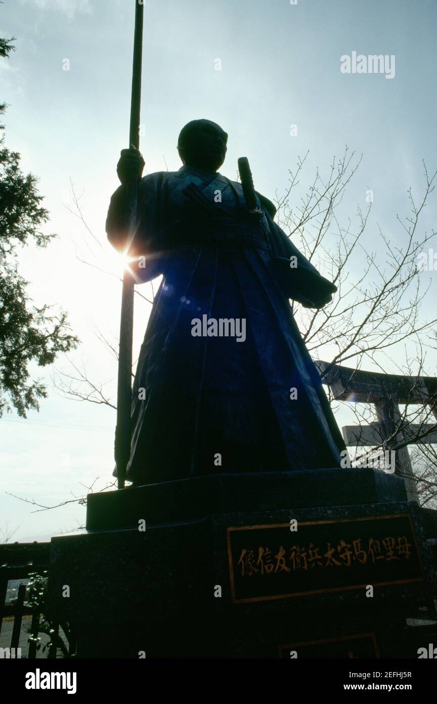 Low angle view of a statue, Nichiren Statue, Higashi Park, Fukuoka ...