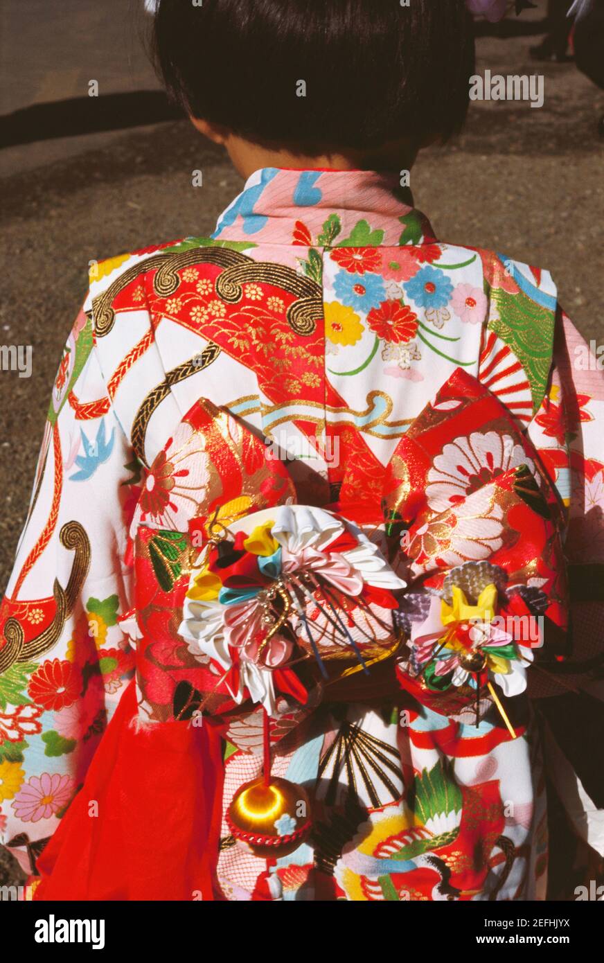Rear view of a japanese woman wearing kimono hi-res stock photography ...