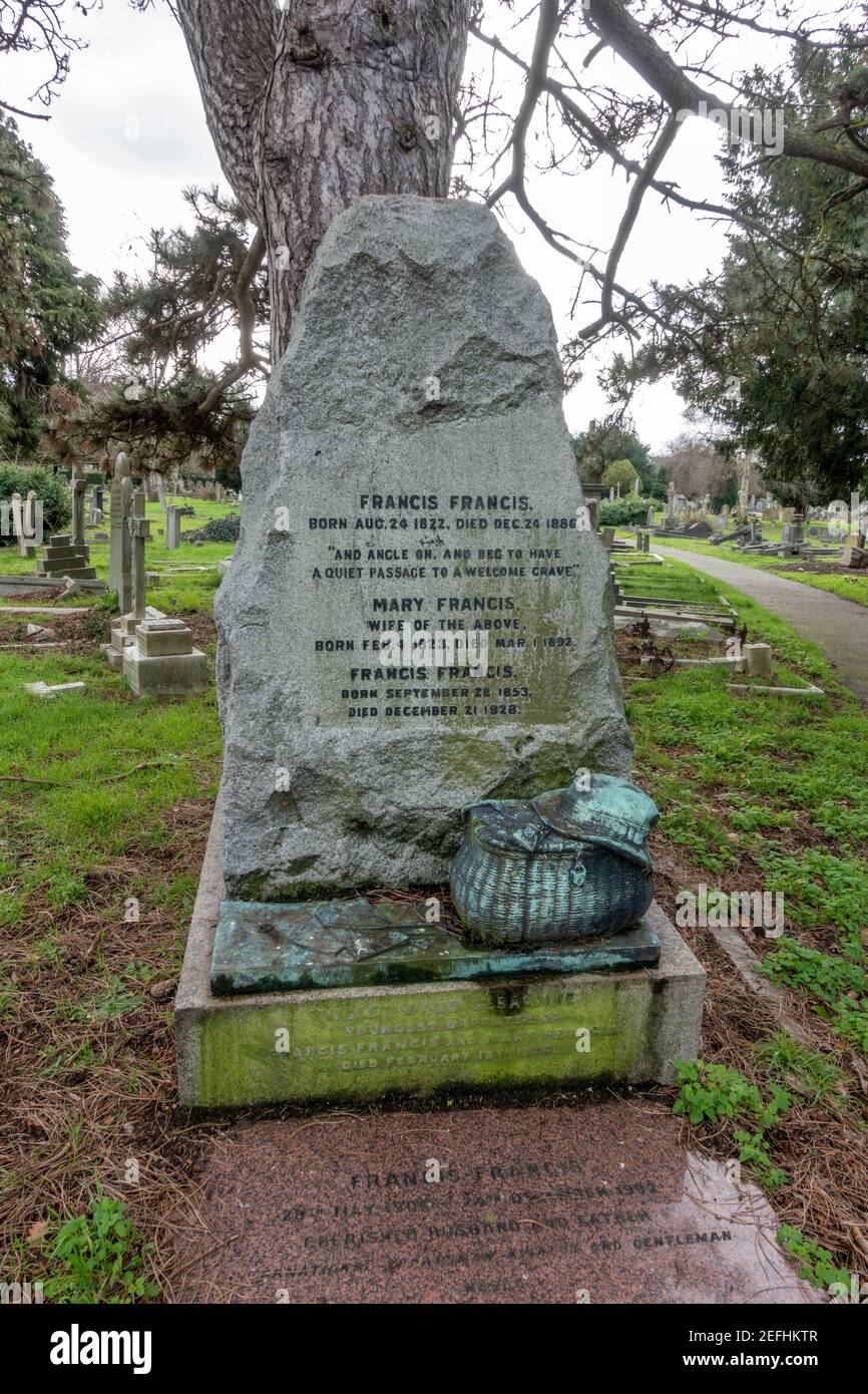 Grave of Francis Francis (1822–1886) an English writer on angling, in ...