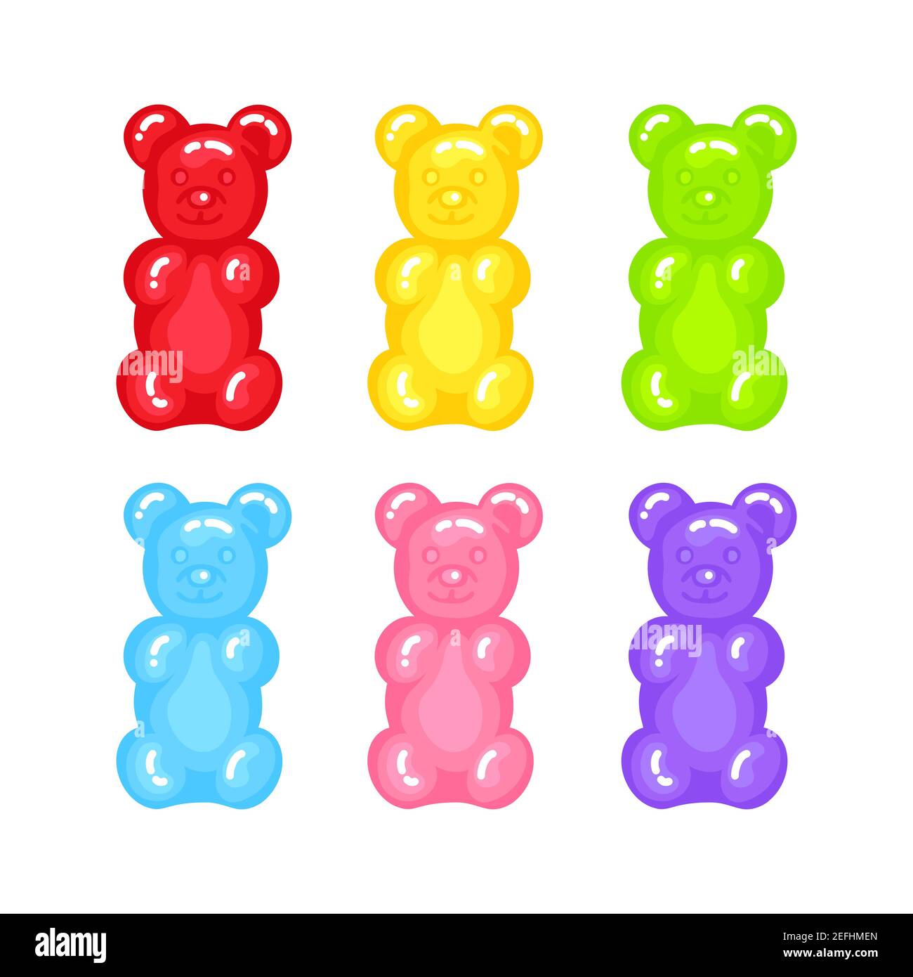 Gummy bear jelly sweet candy set with amazing flavor flat style design ...