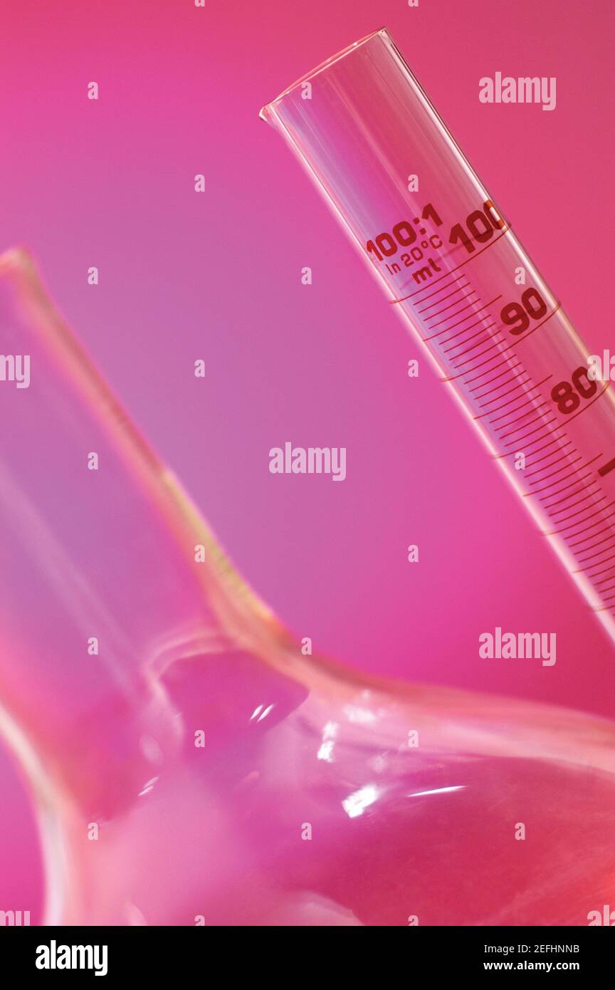 Close-up of a pipette and a beaker Stock Photo - Alamy