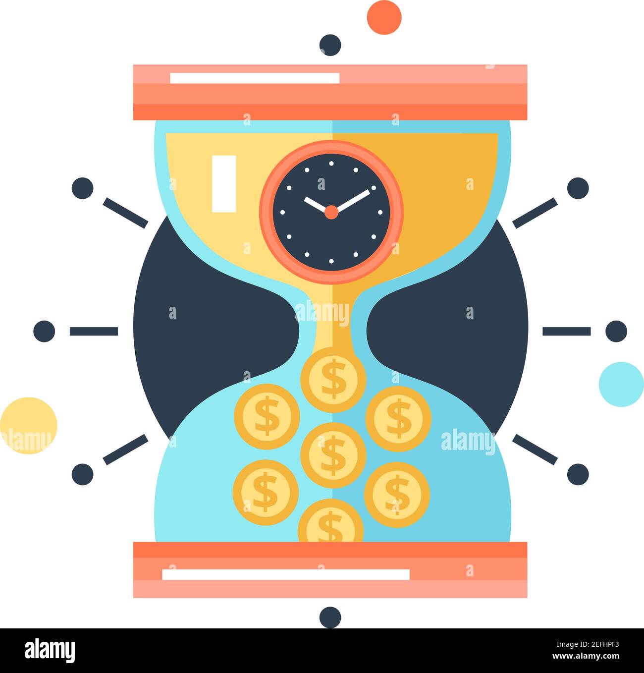 Time is money conceptual metaphor hourglass with clockcnverting ...