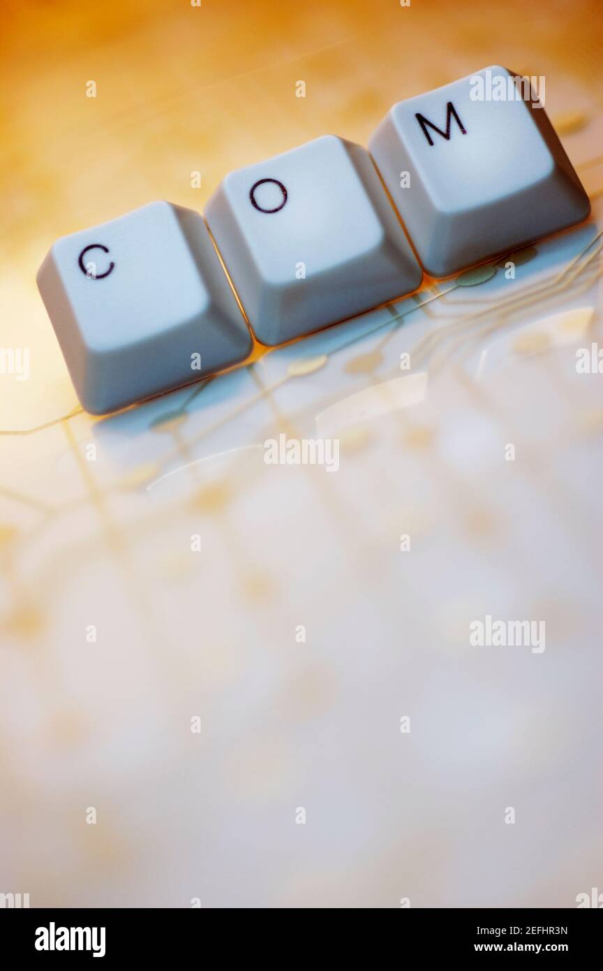 Close-up of computer keys spelling the word com Stock Photo - Alamy