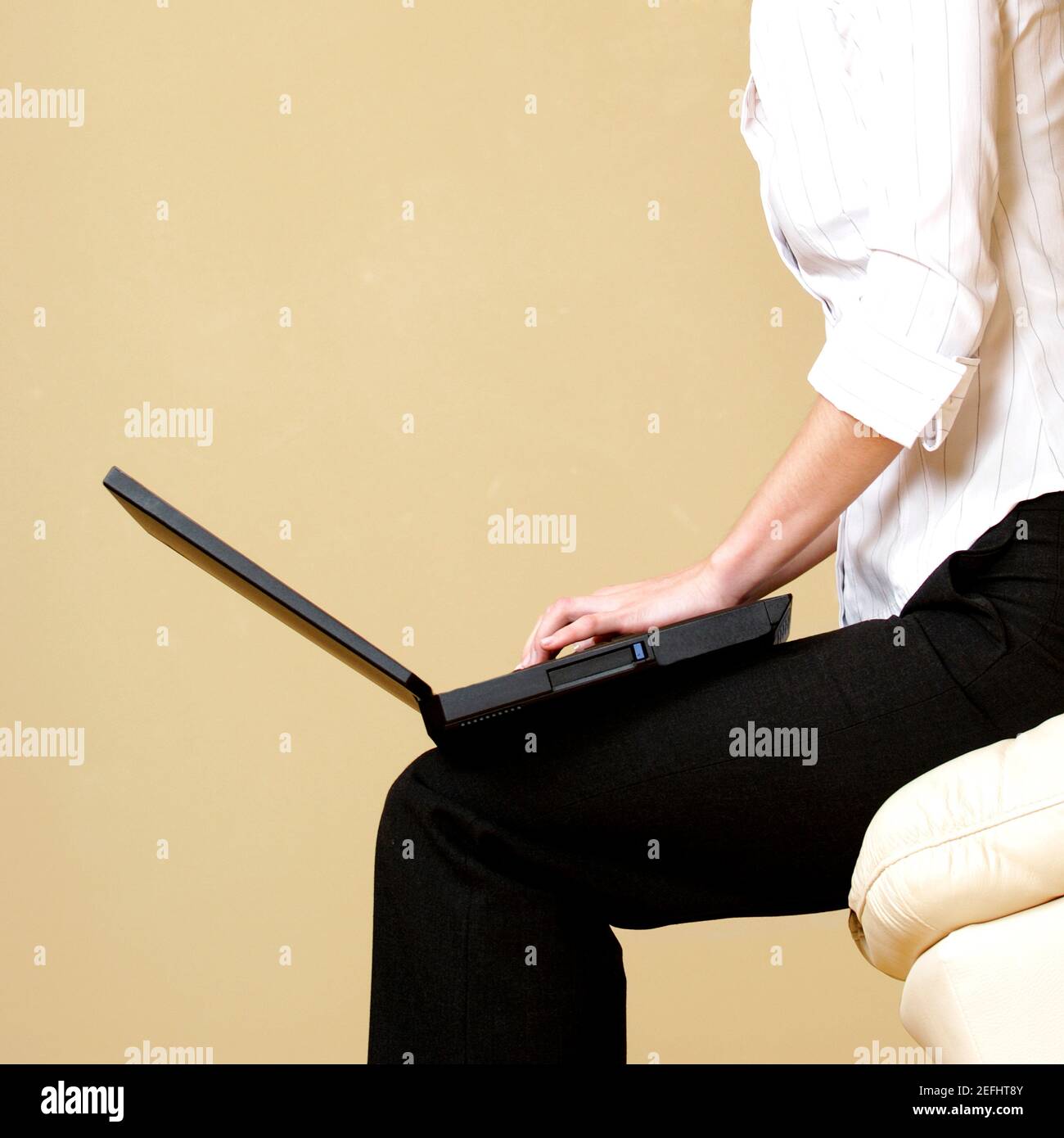 Mid section view of a businesswoman using a laptop Stock Photo - Alamy