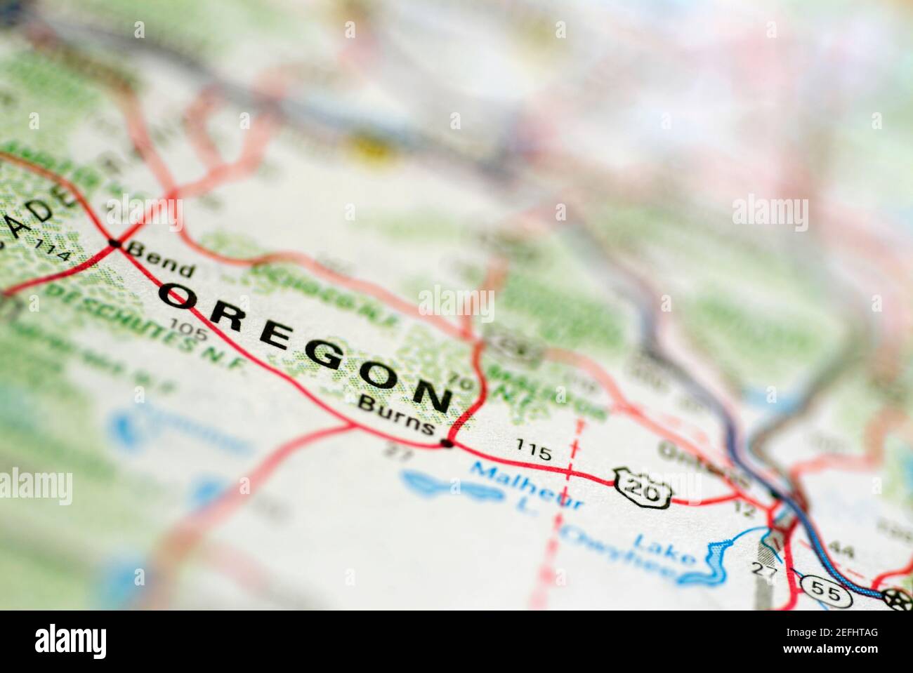 Oregon road map hi-res stock photography and images - Alamy