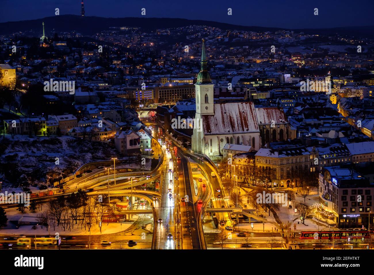 view from the ufo restaurant to the city of bratislava, slovakia in the ...
