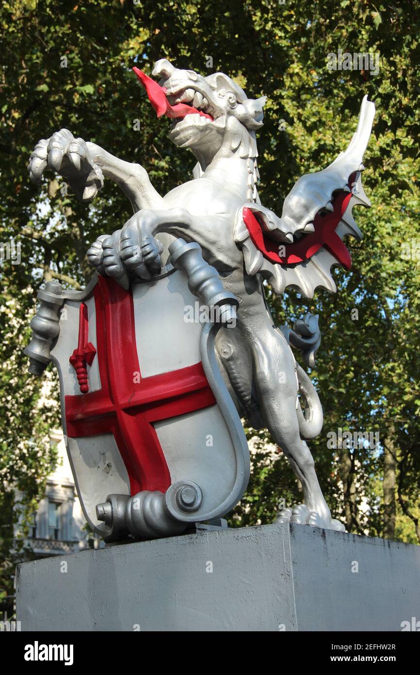 The City of London dragon marking the border of the City of London and ...