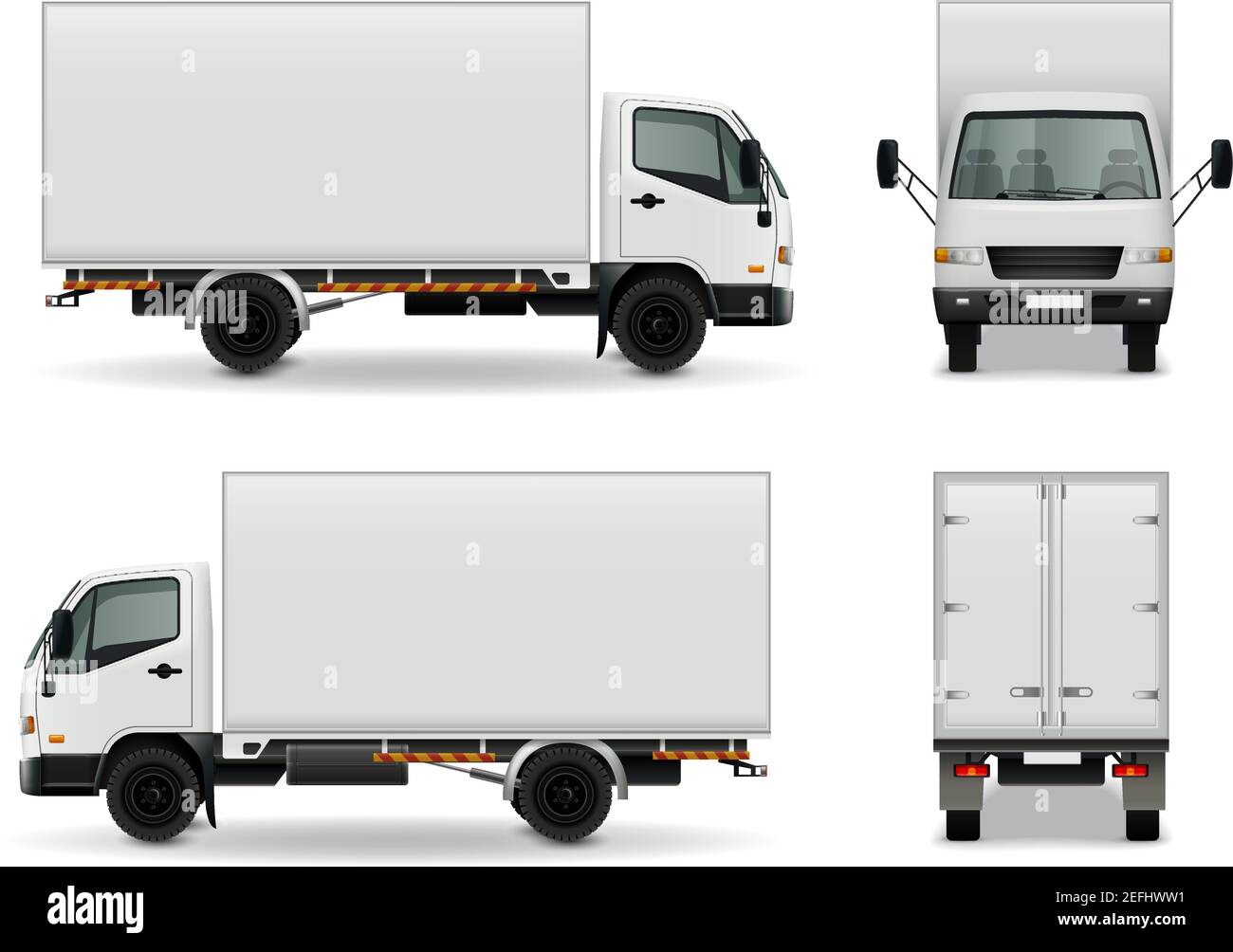 Lorry with blank surface realistic advertising mockup side view, front ...