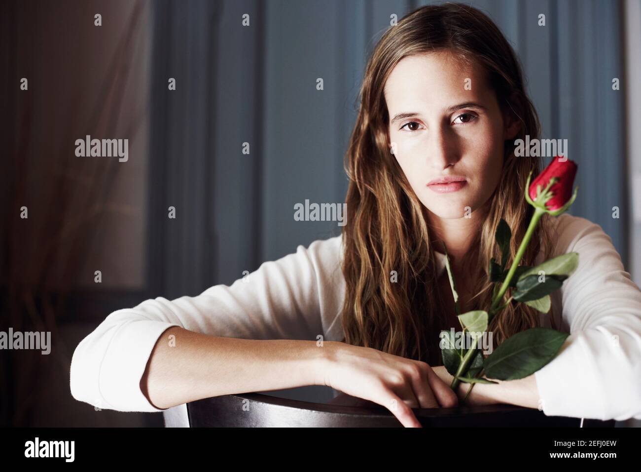 Portrait of a young woman with a rose hi-res stock photography and ...