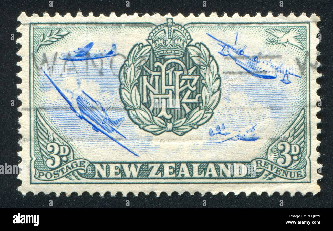 NEW ZEALAND - CIRCA 1946: stamp printed by New Zealand, shows Badge of ...