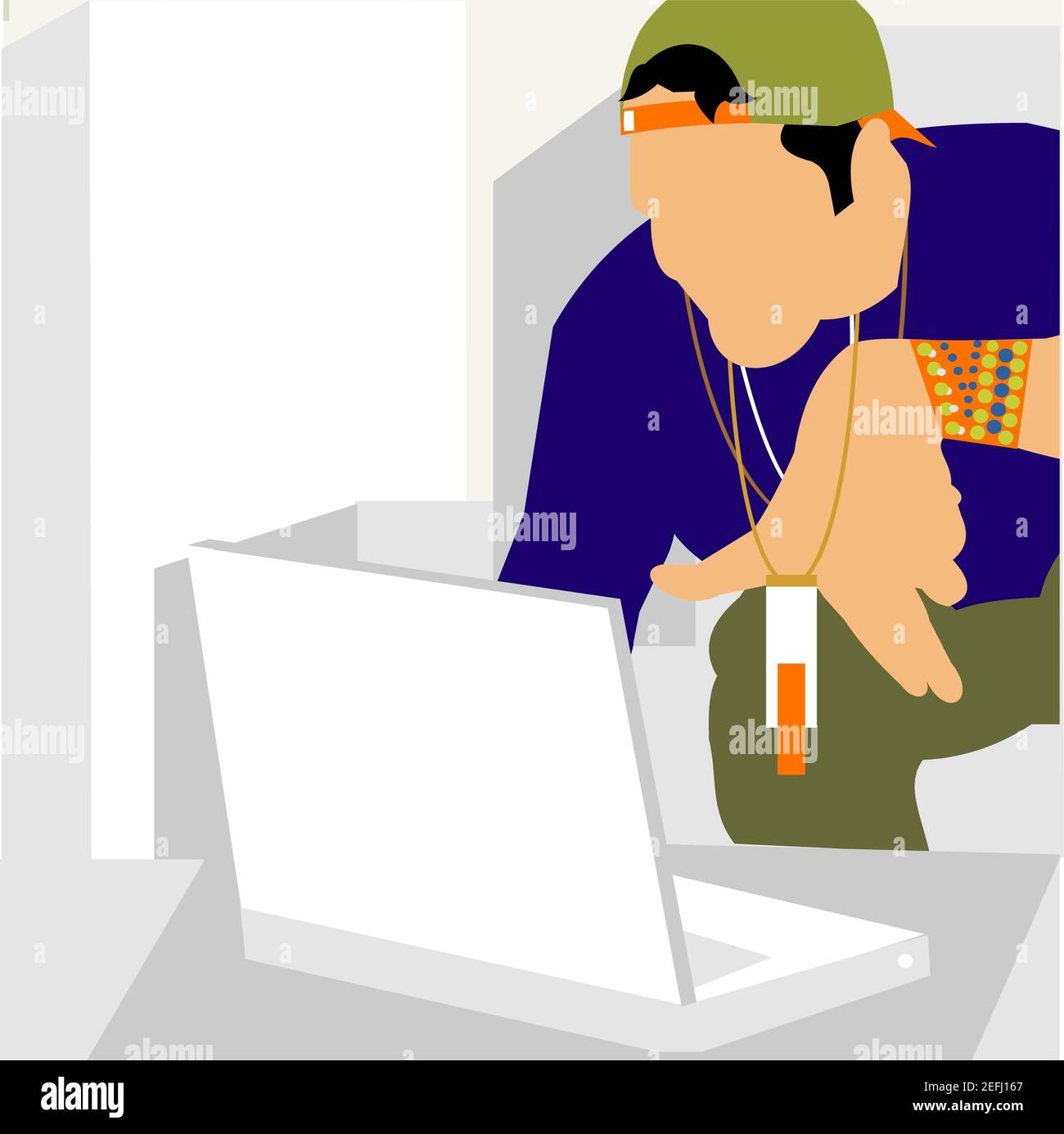 Side profile of a man working on a computer hi-res stock photography ...