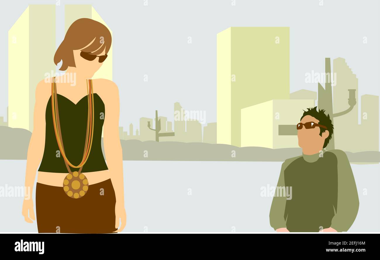 Man looking at a woman Stock Photo - Alamy