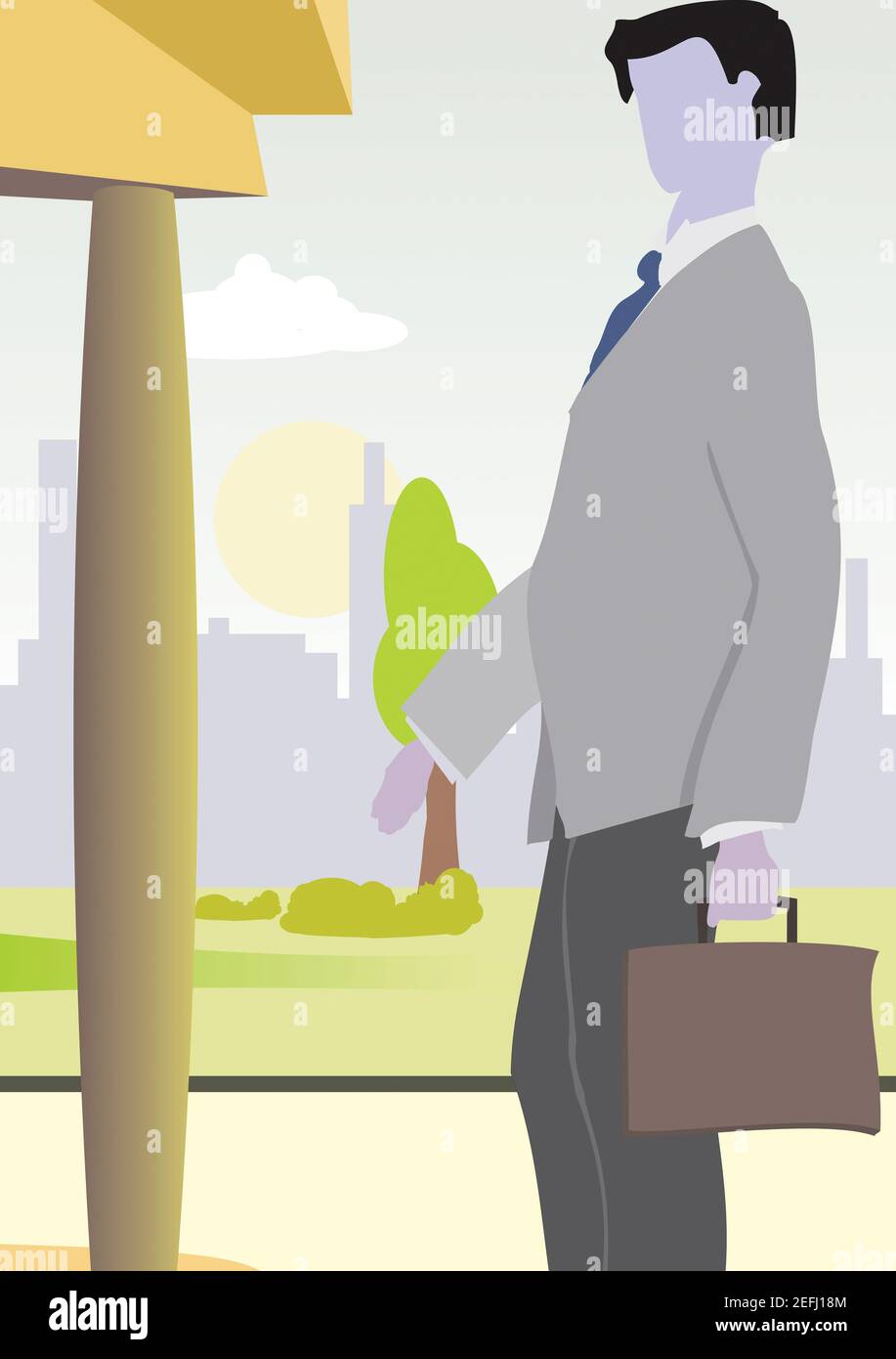 Side profile of a businessman holding a briefcase Stock Photo - Alamy