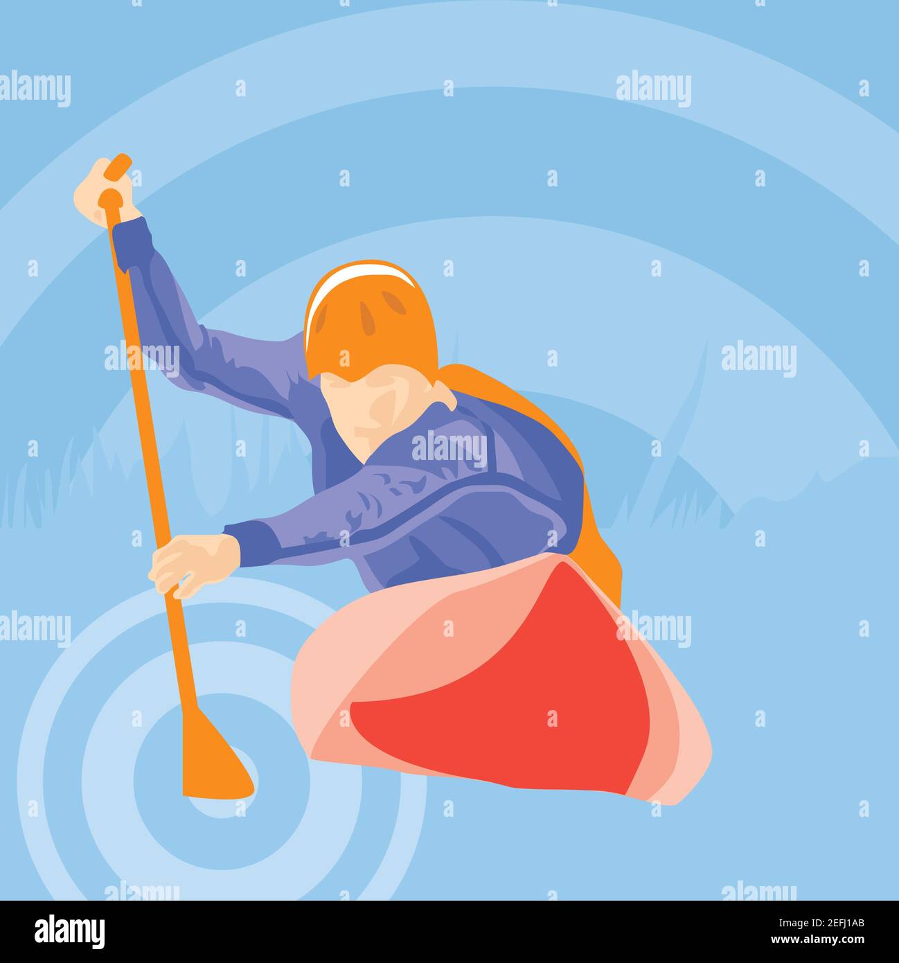 Man paddling a canoe Stock Photo - Alamy