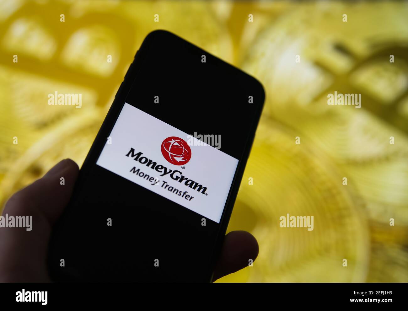Viersen, Germany - February 9. 2021: Closeup of mobile phone screen ...