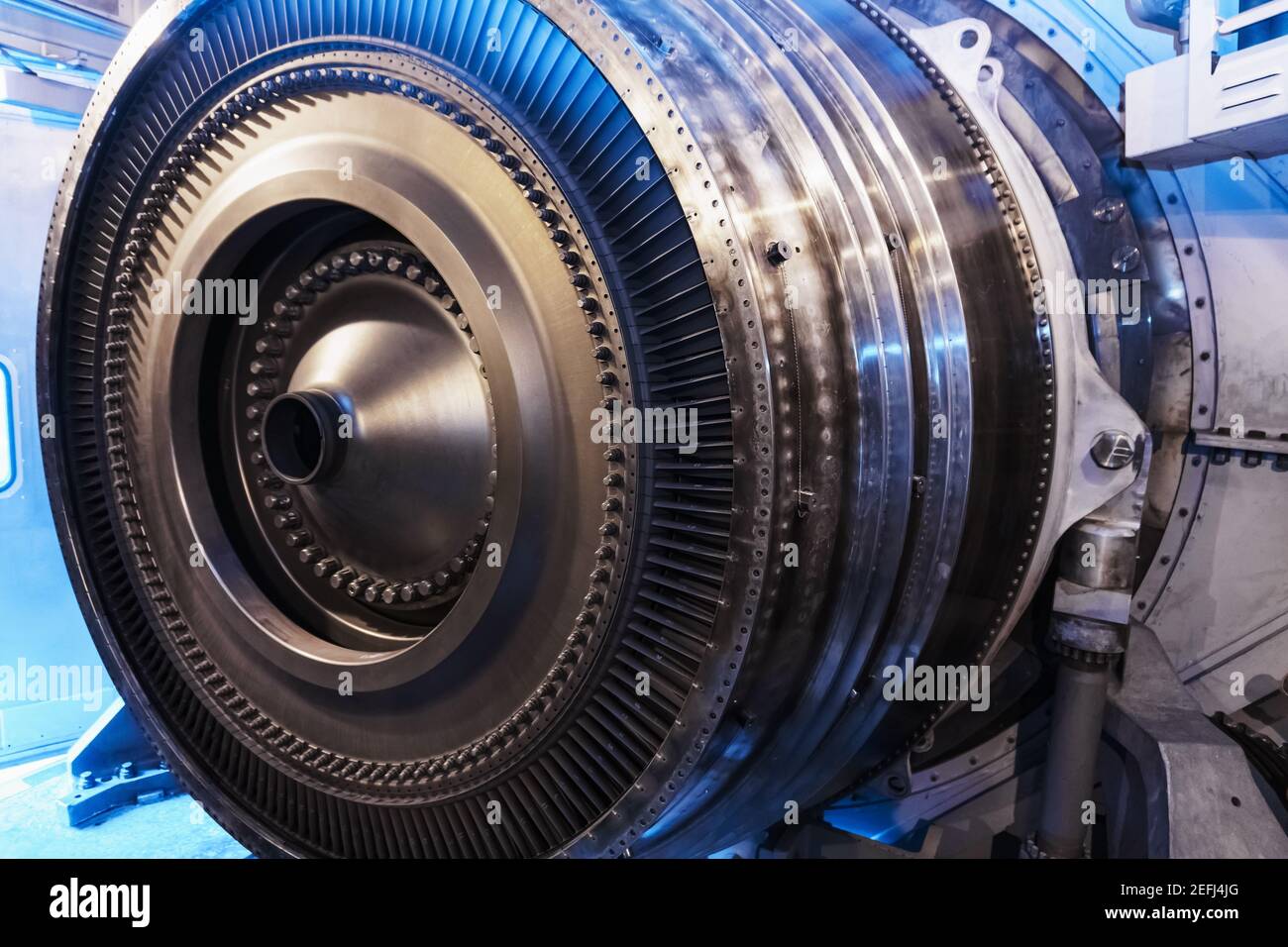 Turbine generator rotor with blades and discs, interior view. Elements ...
