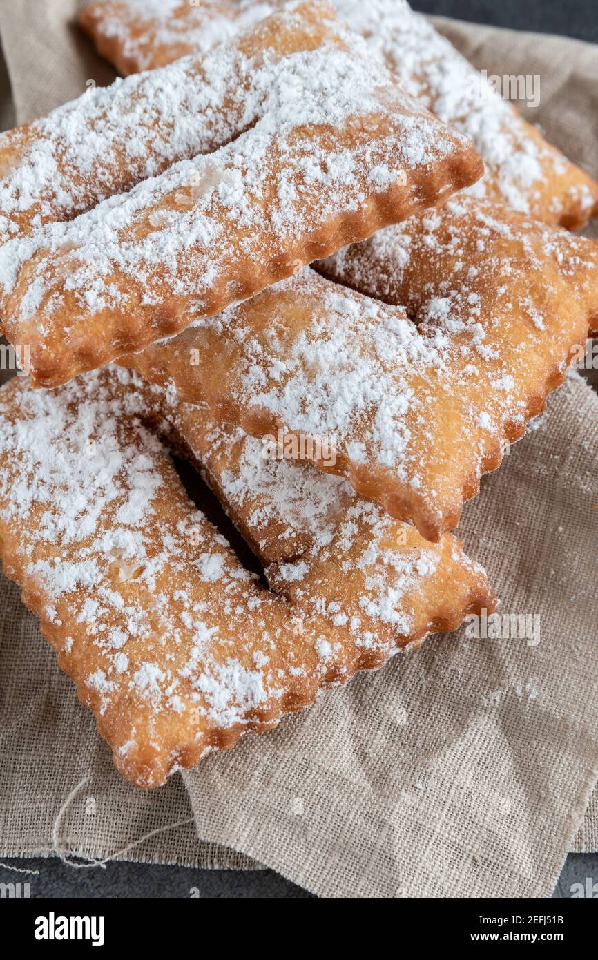 Homemade sweet typical french merveilles Stock Photo - Alamy
