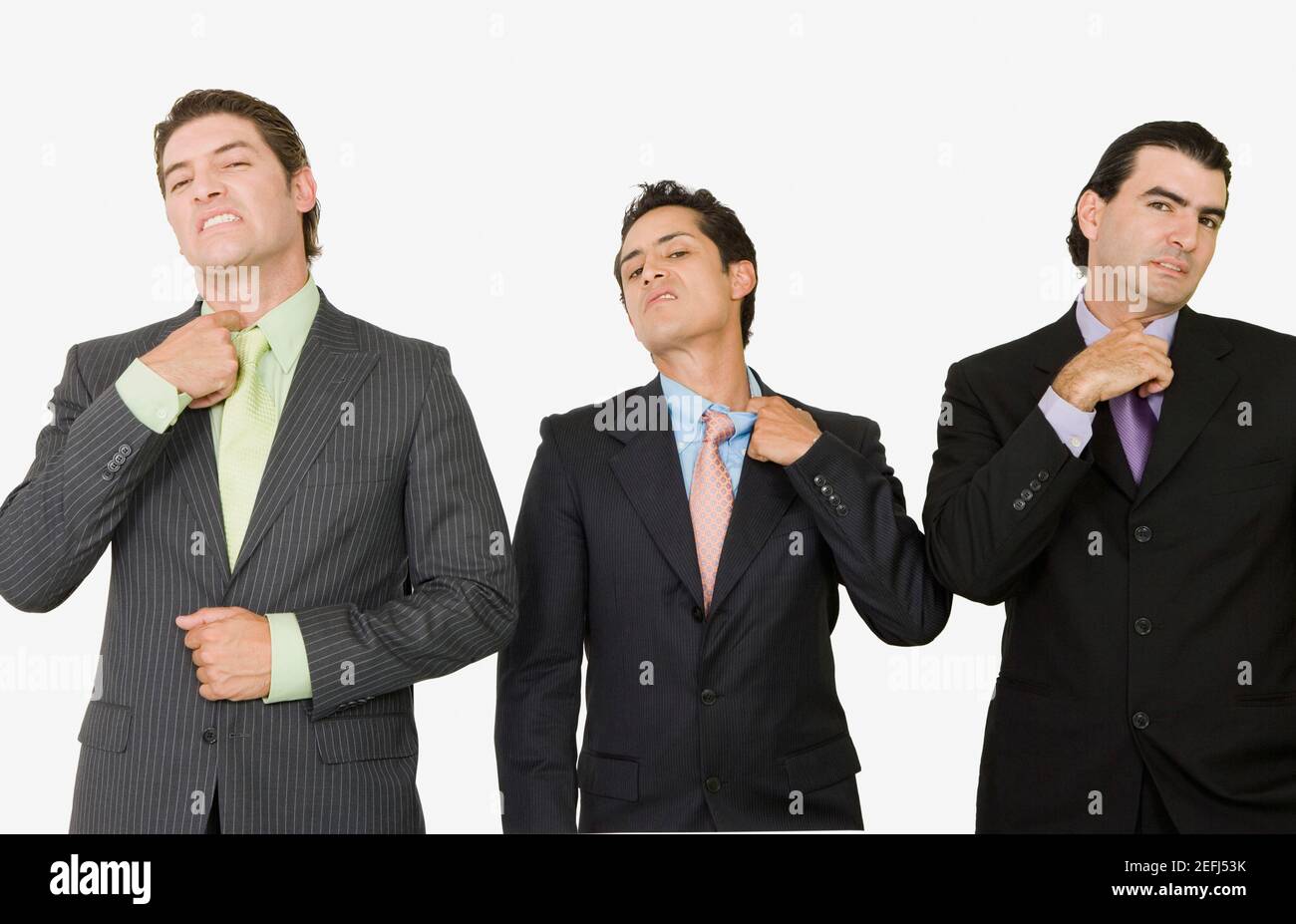 Portrait of three businessmen looking exhausted Stock Photo - Alamy