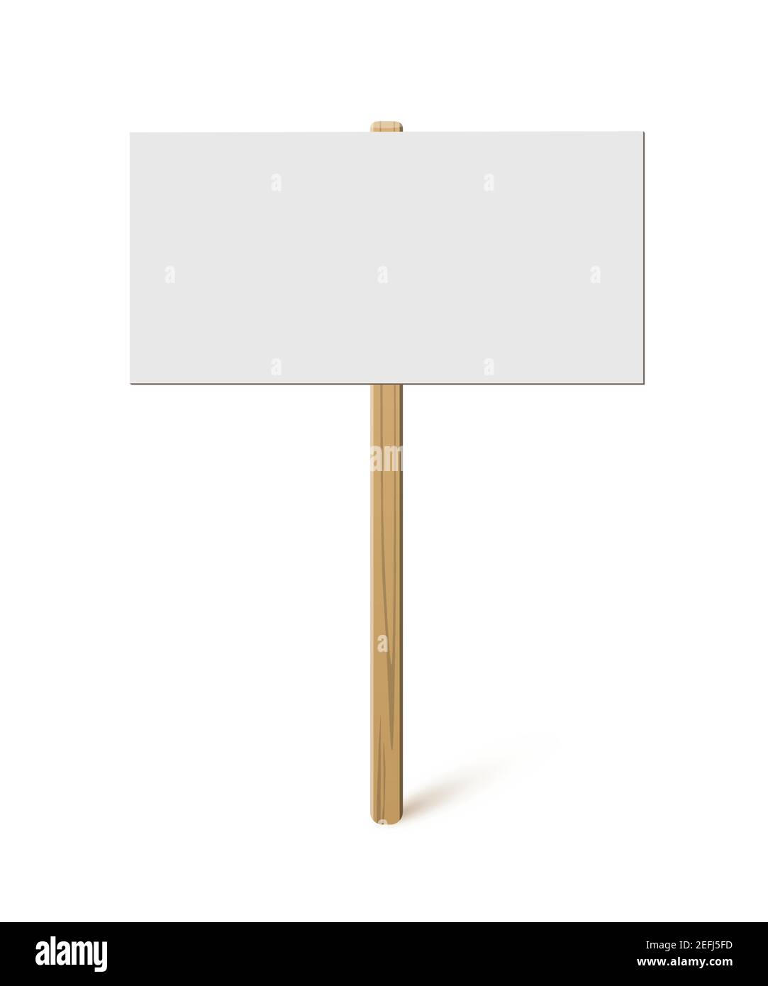 Blank banner on wood stick mock up. Vector empty board plank holder ...