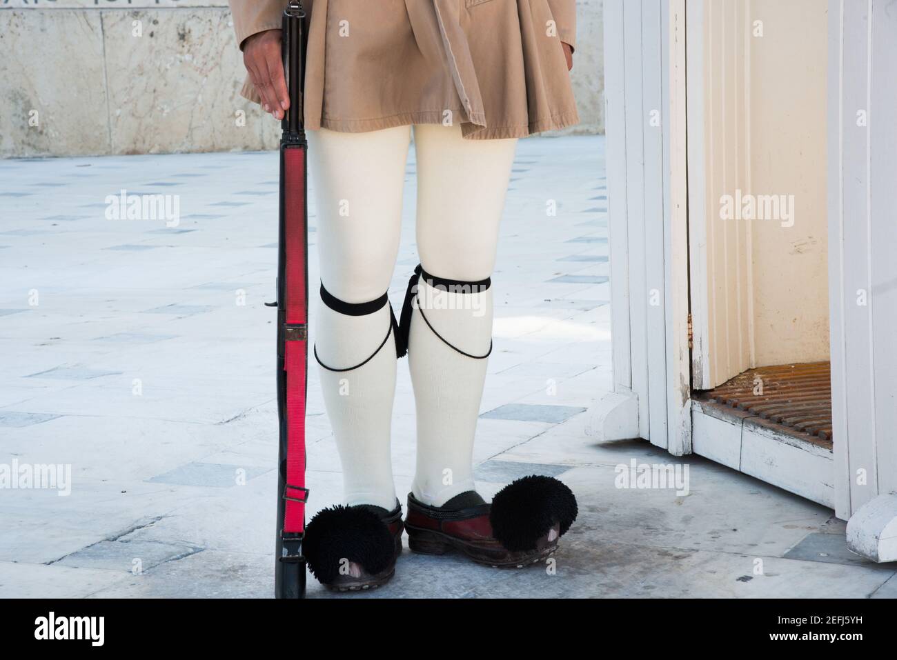 Greek guard with typical uniform at Syntagma Square in front of ...