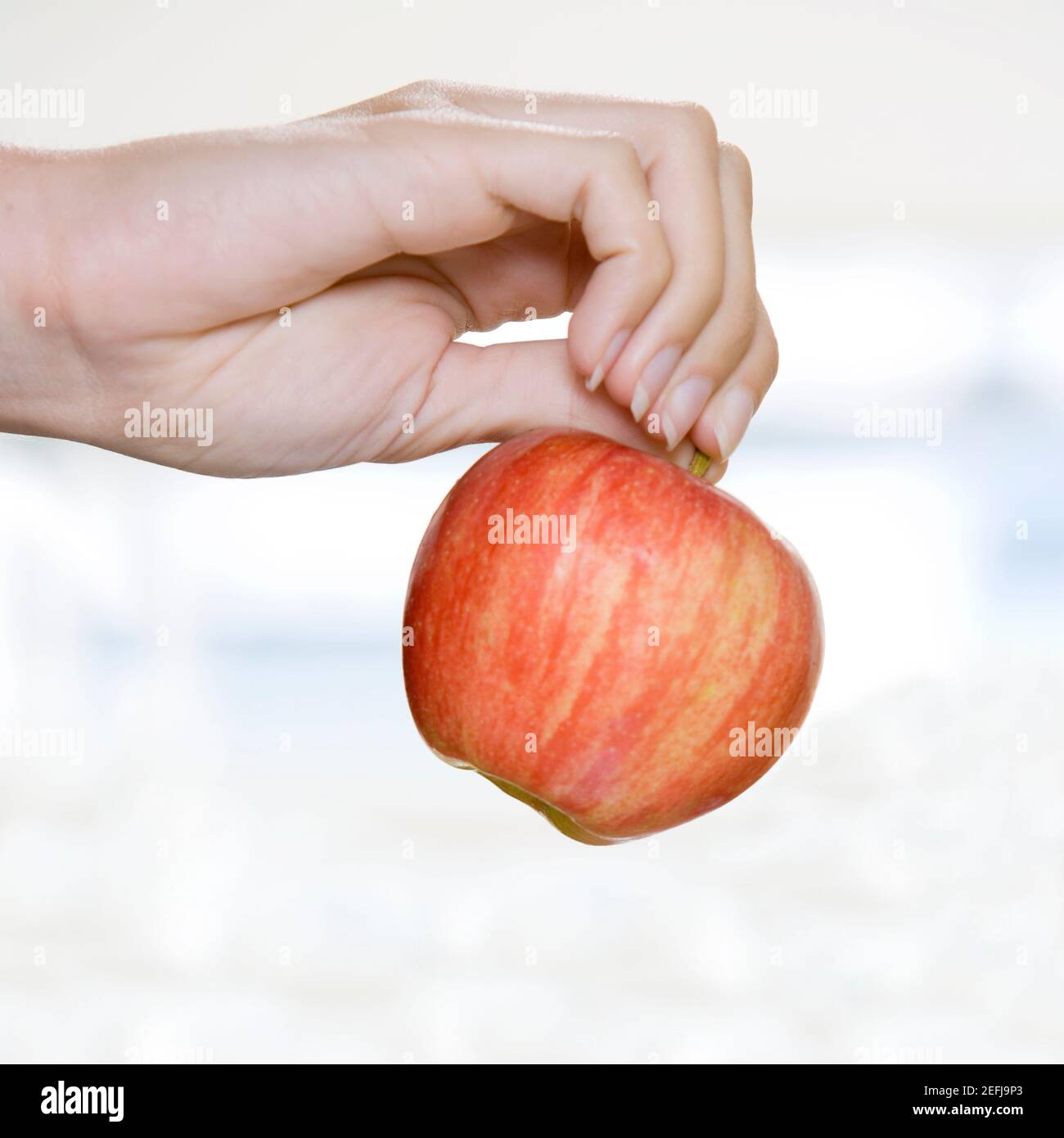 Human hand holding apple close up hi-res stock photography and images ...