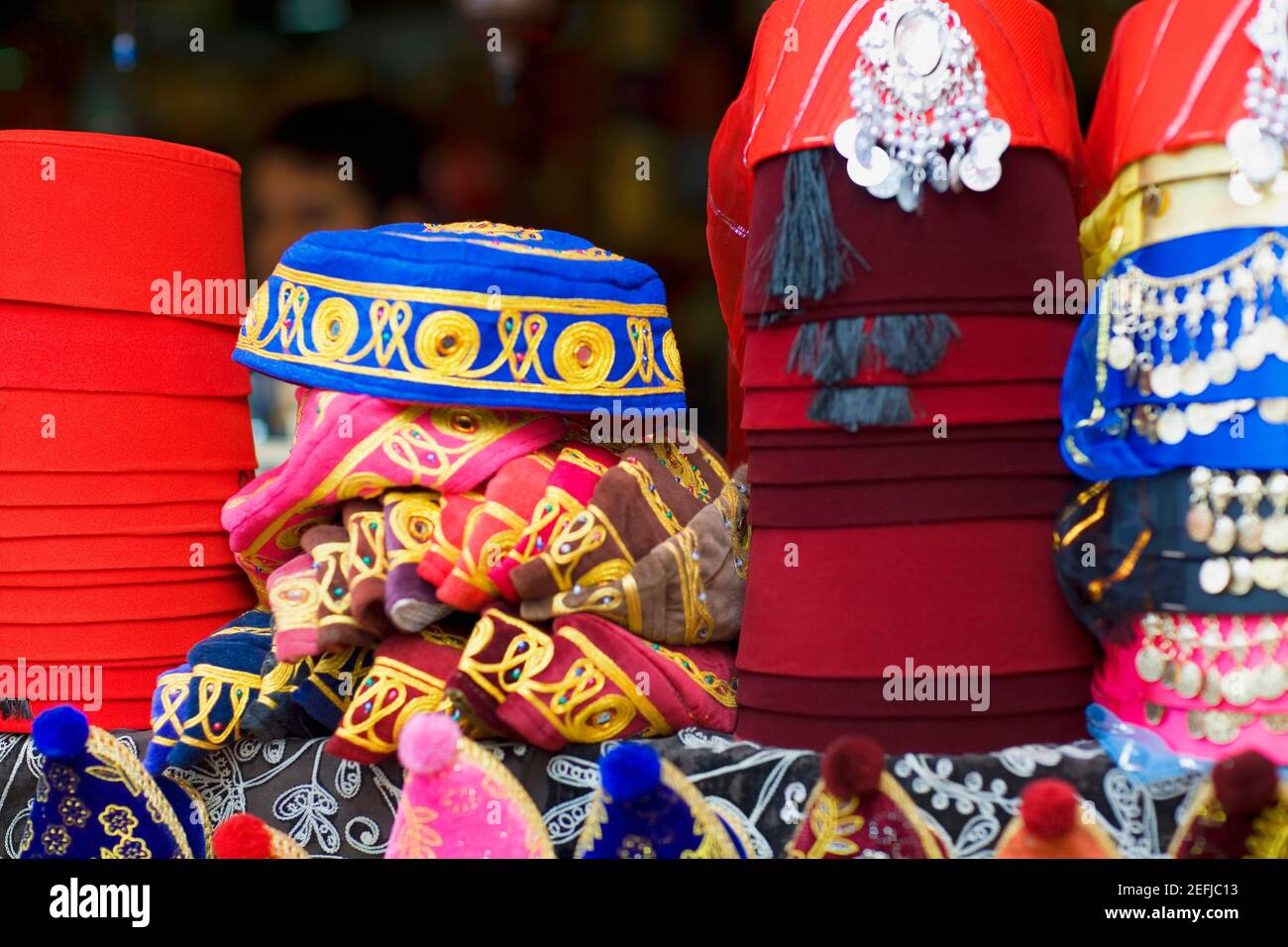 Traditional caps at a market stall, Istanbul, Turkey Stock Photo - Alamy