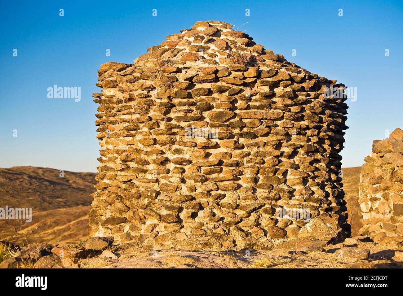 Close-up of the old ruins, Sillustani, Lake Titicaca, Puno, Peru Stock ...