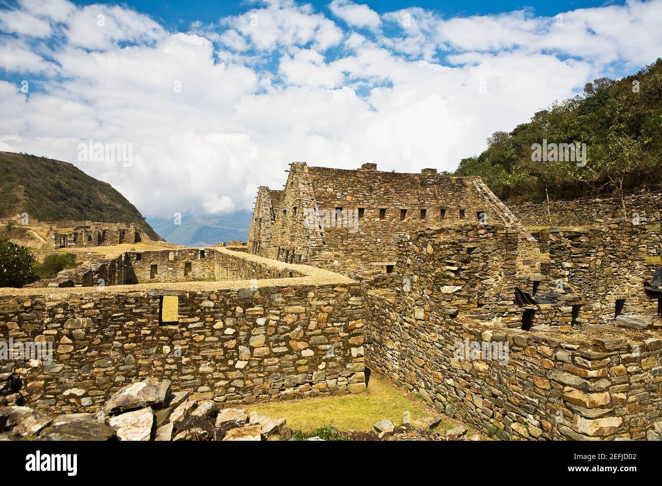 Old ruins of buildings, Choquequirao, Inca, Cusco Region, Peru Stock ...