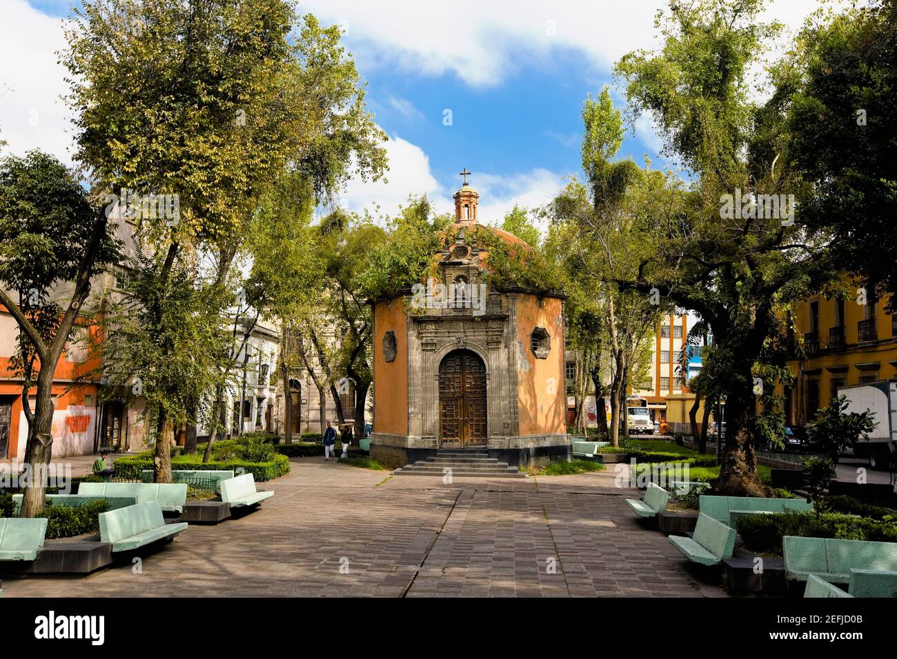 Facade of an octagonal chapel, Plaza De La Concepcion, Mexico City ...