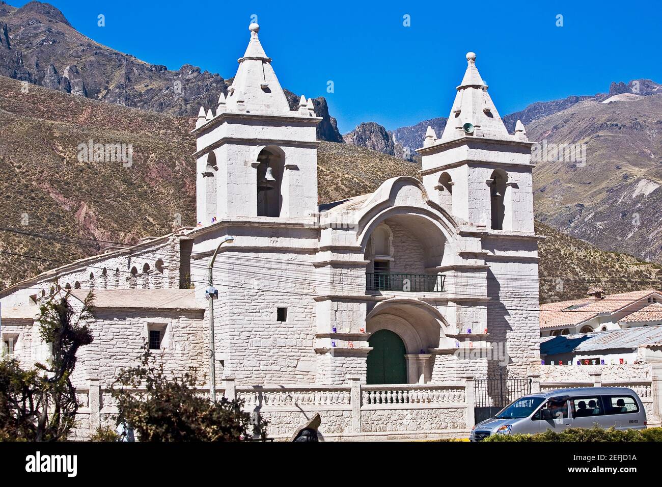 Facade of a church, Chivay Church, Chivay, Arequipa, Peru Stock Photo ...