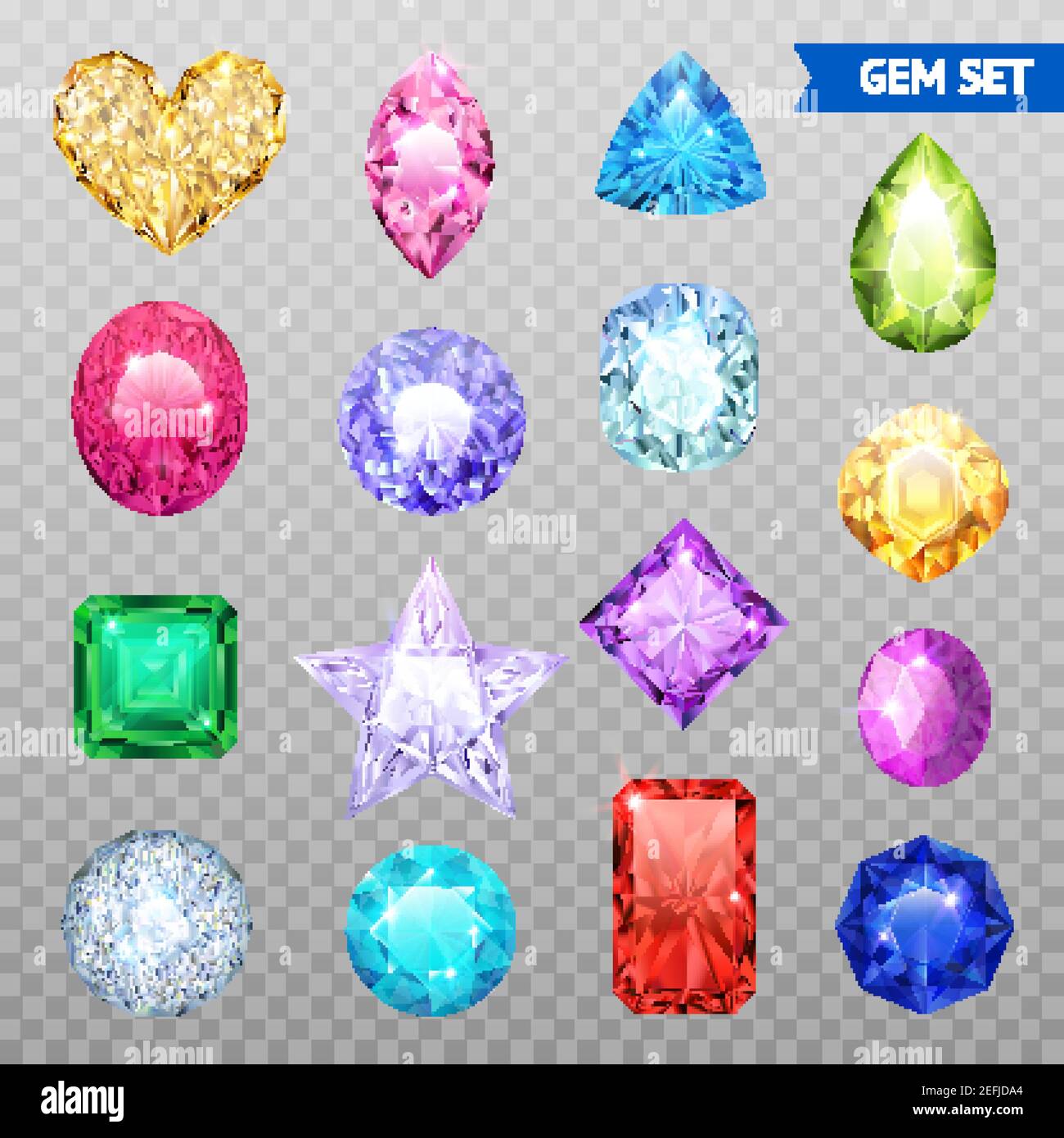 Colored realistic and isolated gemstones transparent icon set precious ...