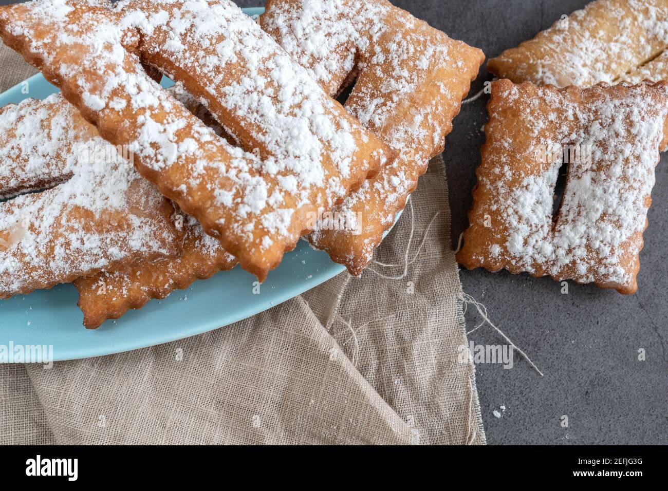 Homemade sweet typical french merveilles Stock Photo - Alamy