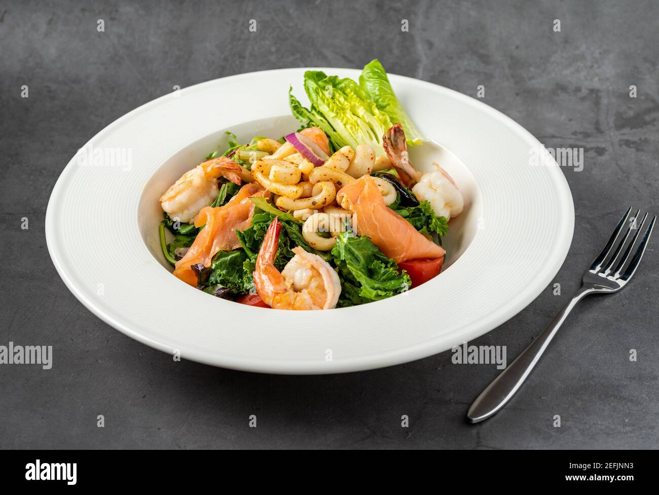 Cold Seafood Salad with Shrimp, Tuna and Octopus Stock Photo - Alamy