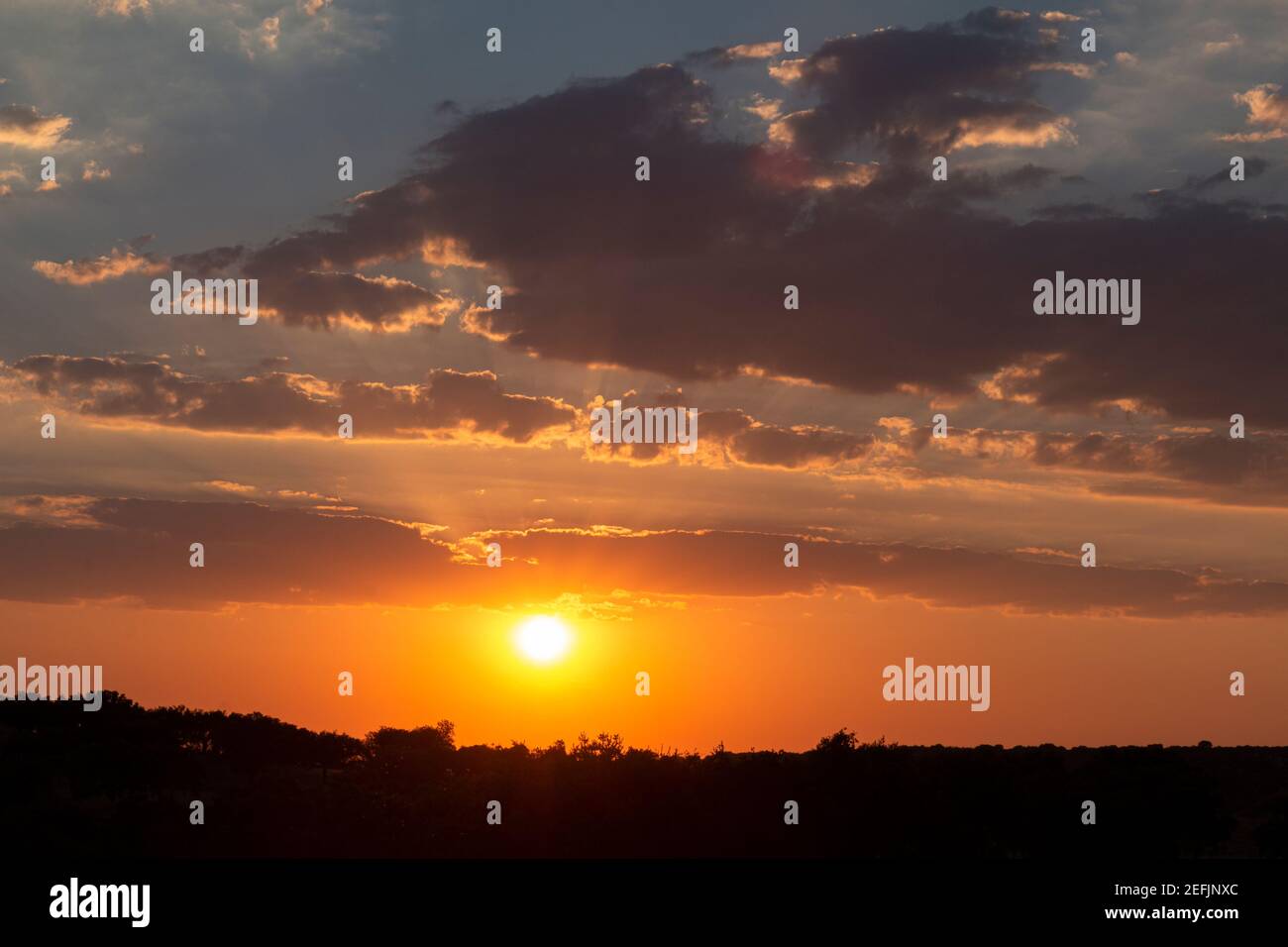 Sunset landscape with vibrant colors in southern Andalusia in Spain ...