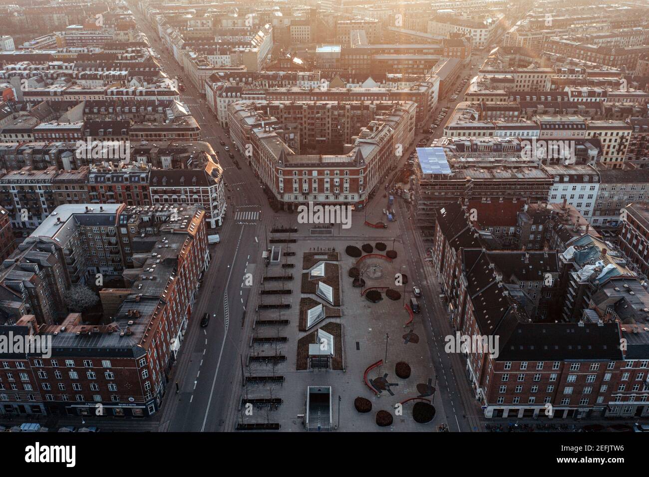 Denmark, Copenhagen - March 27th, 2020. Overlooking the district ...